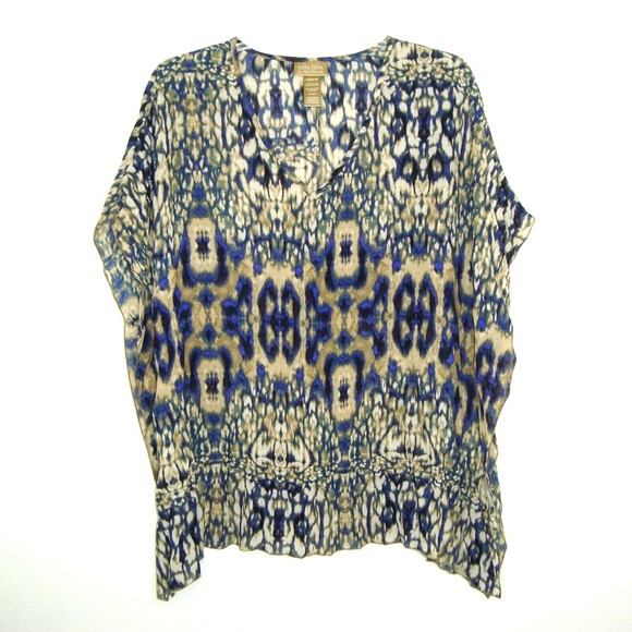 Miss Tina | Tops | Miss Tina Tina Knowles Blue Ikat Leopard Pleated ...